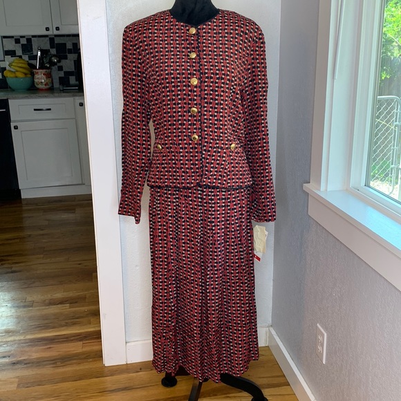 Norton McNaughton | Skirts | Vintage Norton Mcnaughton Red Blue Cream 2 ...